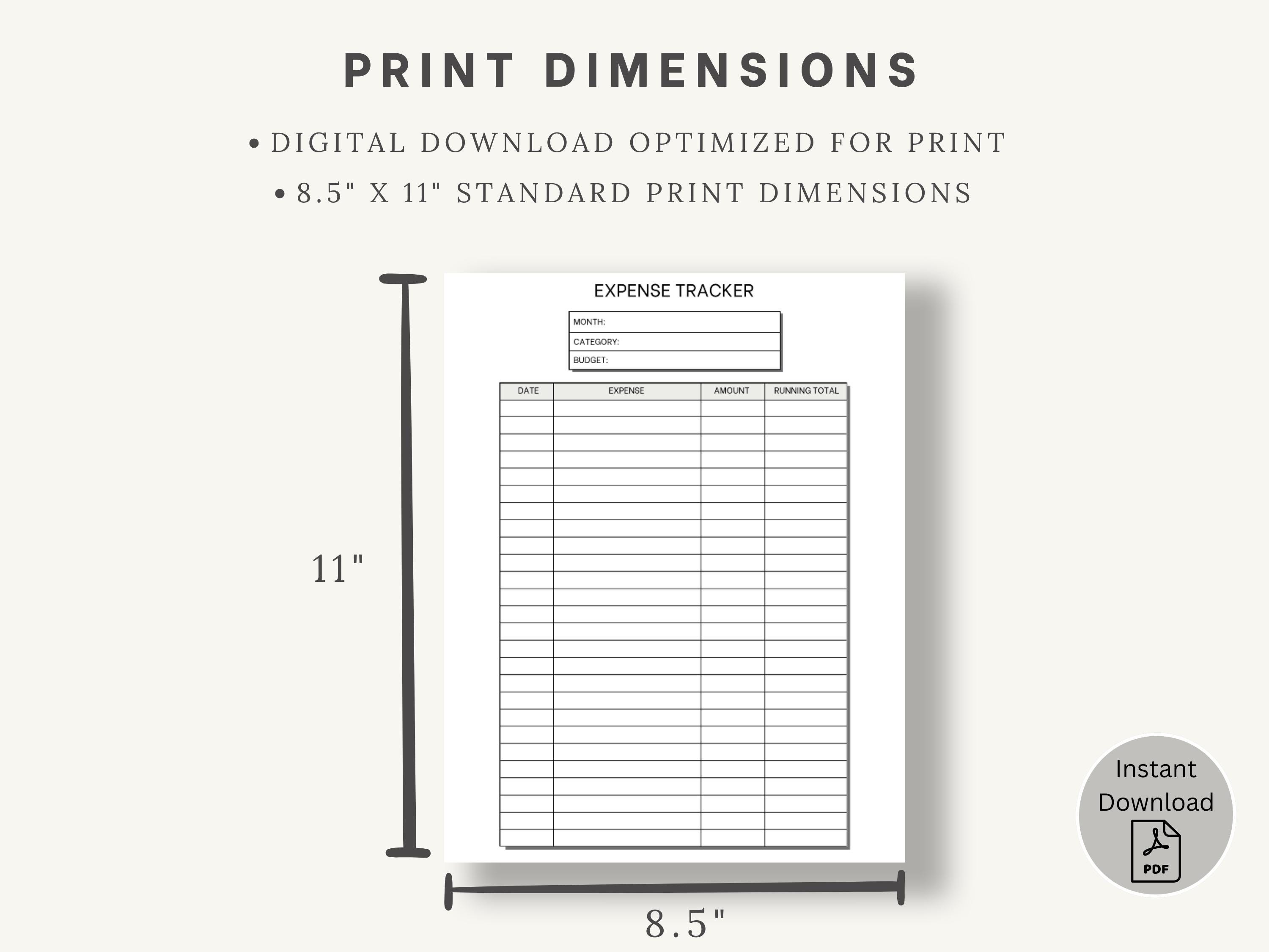 Printable Expense Tracker Budget Template | Instant Digital Download ...
