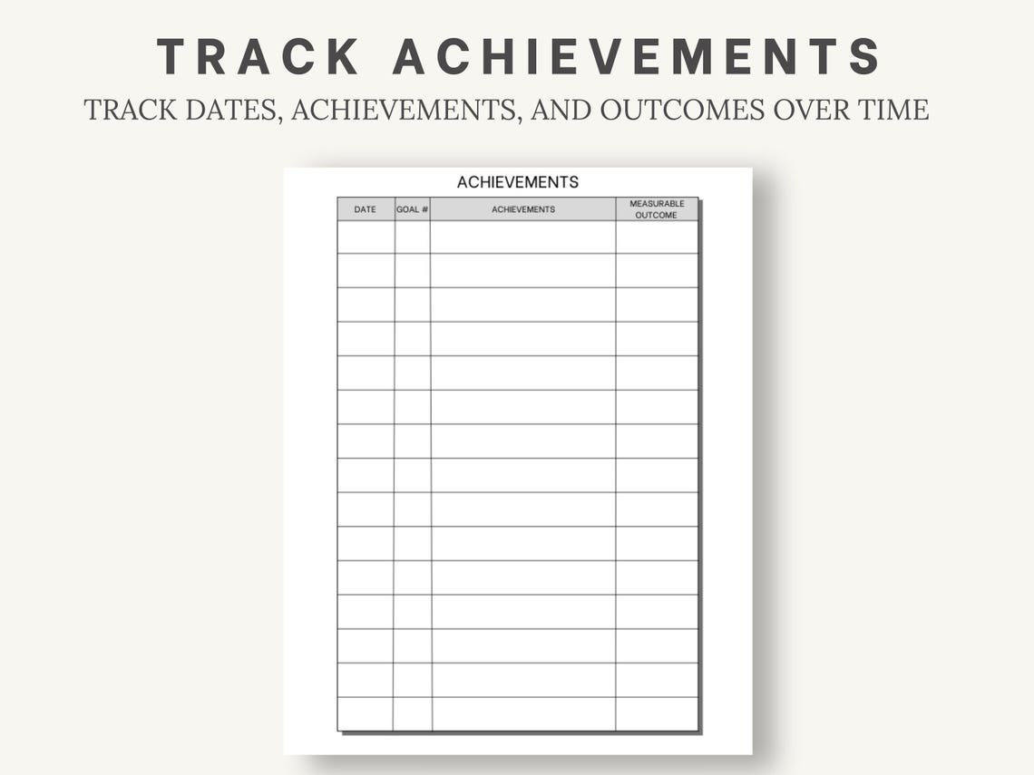 Printable SMART Goals Planner With Achievements and Accomplishments ...
