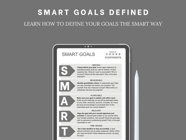 SMART Goals Planner With Achievements and Accomplishments Tracker ...