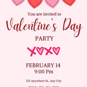 Editable Valentine's Day Party Invitation Template Digital Download - Etsy