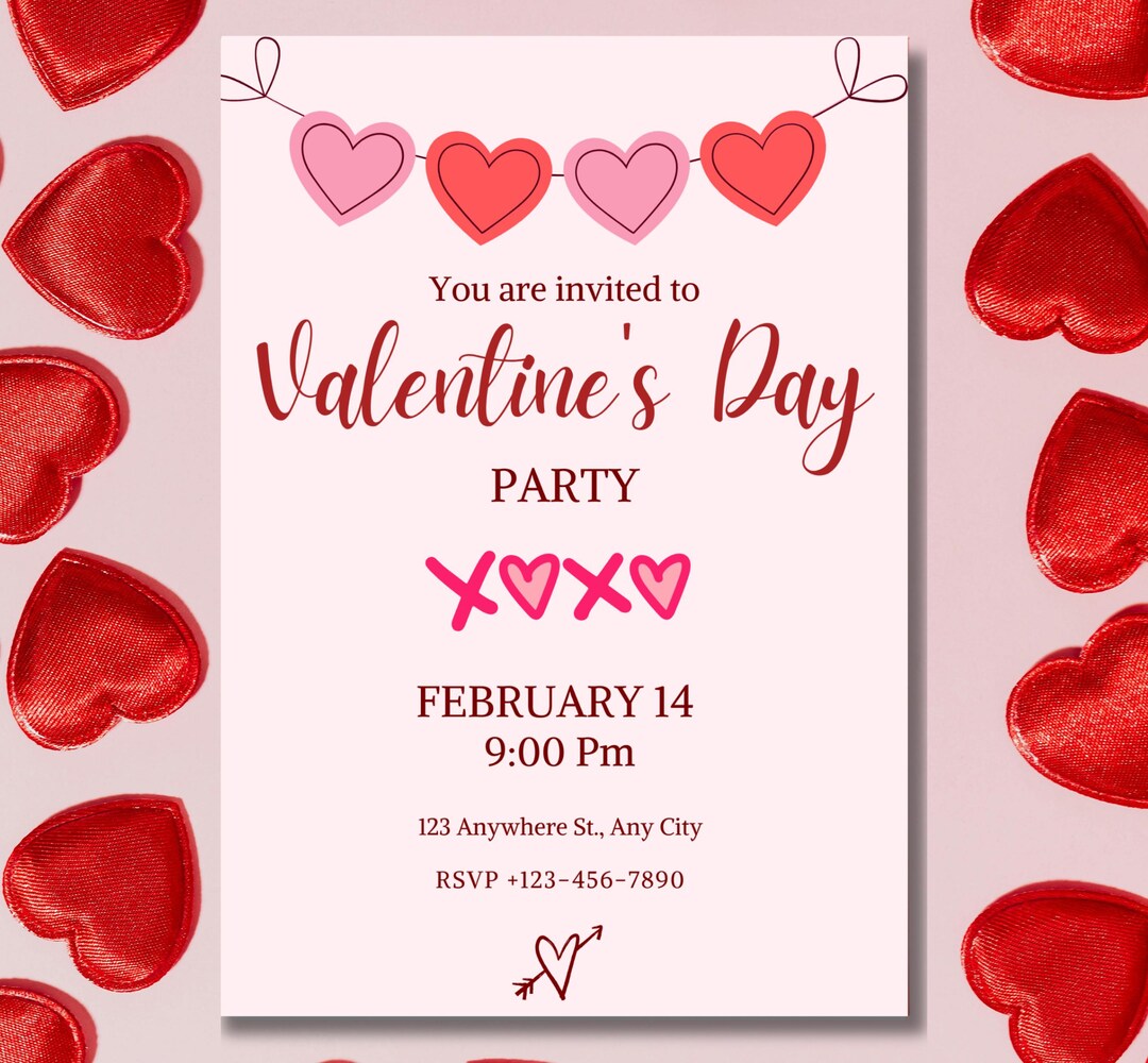 Editable Valentine's Day Party Invitation Template Digital Download - Etsy