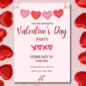 Editable Valentine's Day Party Invitation Template Digital Download - Etsy