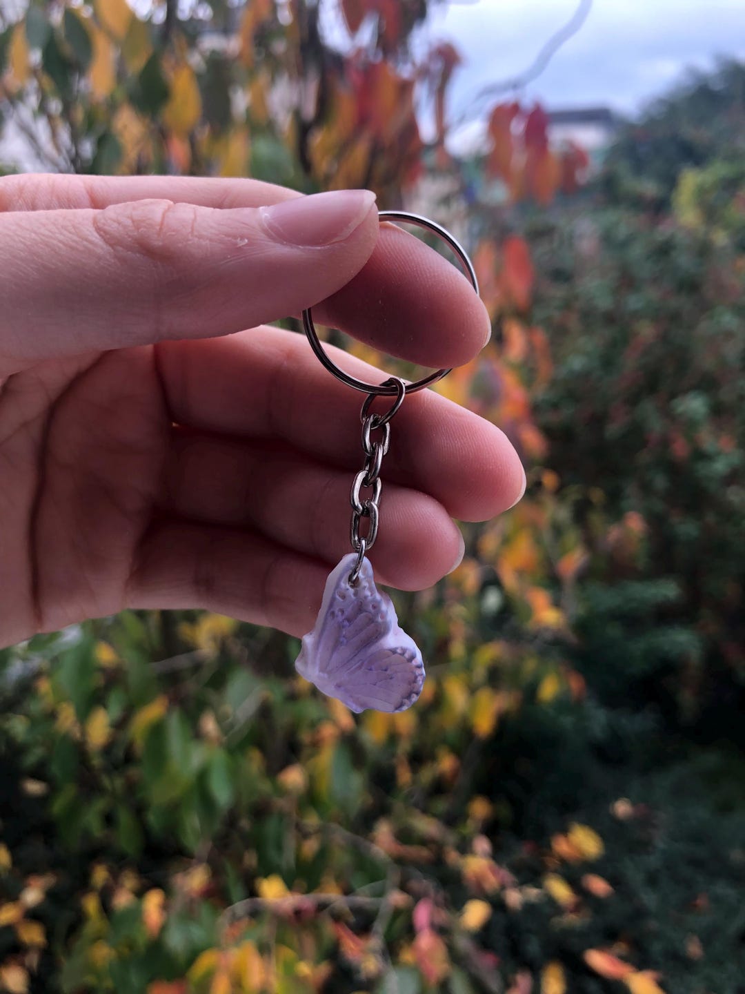 Purple Butterfly Keychain Made of Polymer Clay - Etsy