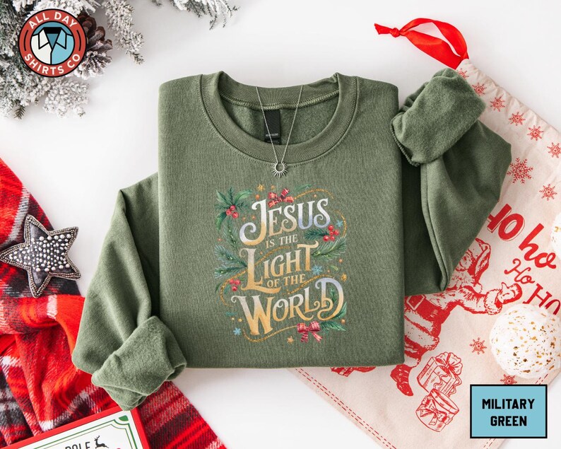 Jesus is the Light of the World Christmas Shirt, Christian Christmas ...