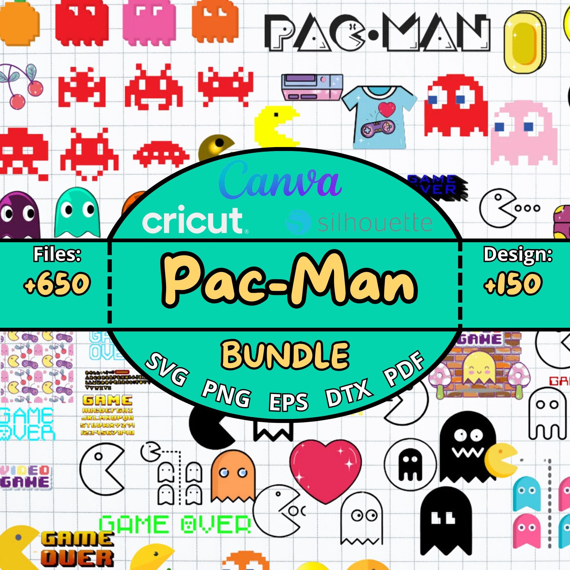 Pac Man SVG Bundle: Includes Pac Man Pngs, Retro Arcade Clipart, and ...