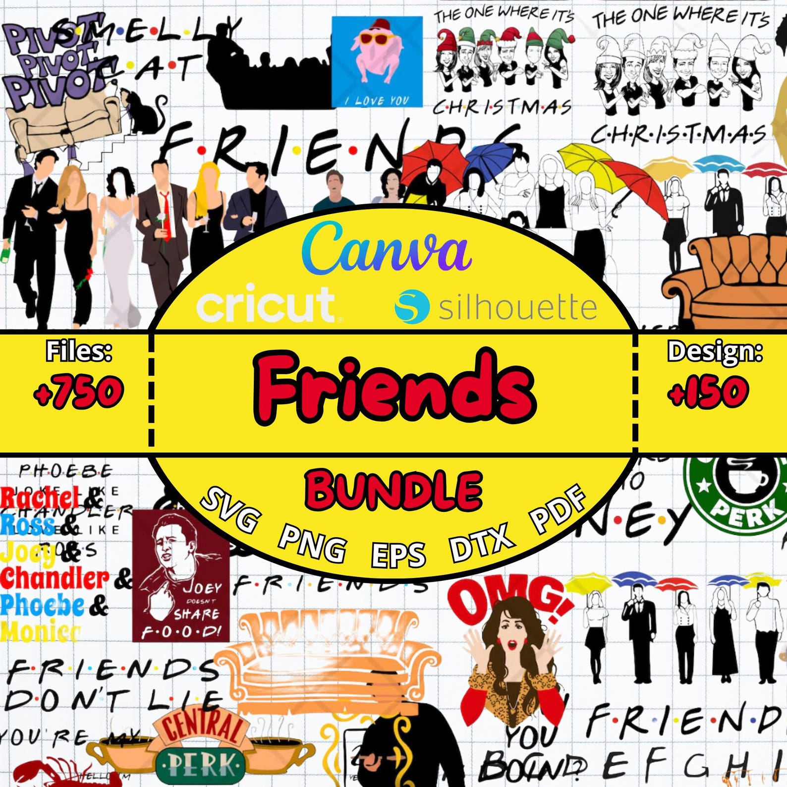 Friends TV Show Svg Bundle: Friends Svg, Png, Fonts, Clipart for Cricut ...