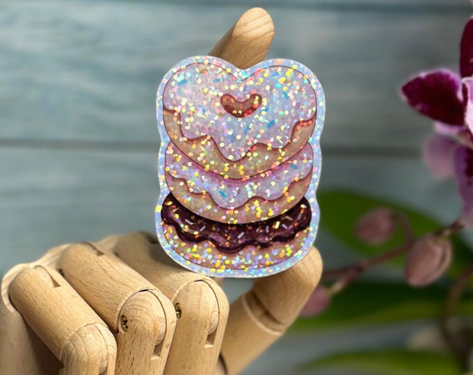 Holographic Heart Donut Stack Sticker, Waterproof - Etsy