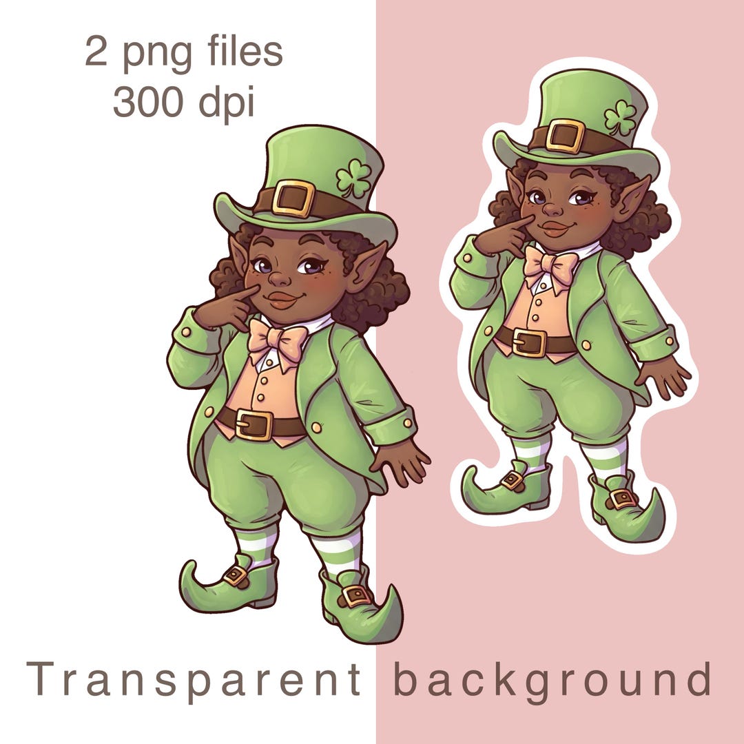 Black Leprechaun Clipart, St. Patrick's Day Illustration (digital ...