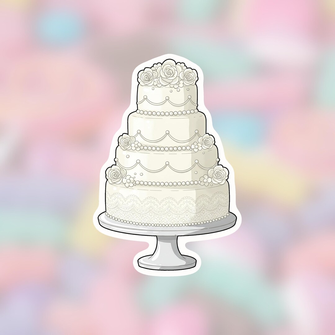 Wedding Cake Sticker, Buttercream Cake Sticker, Laptop Sticker, Water ...