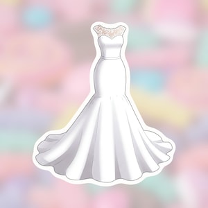 Wedding Dress Sticker, Marriage Sticker, Laptop Sticker, Water Bottle ...