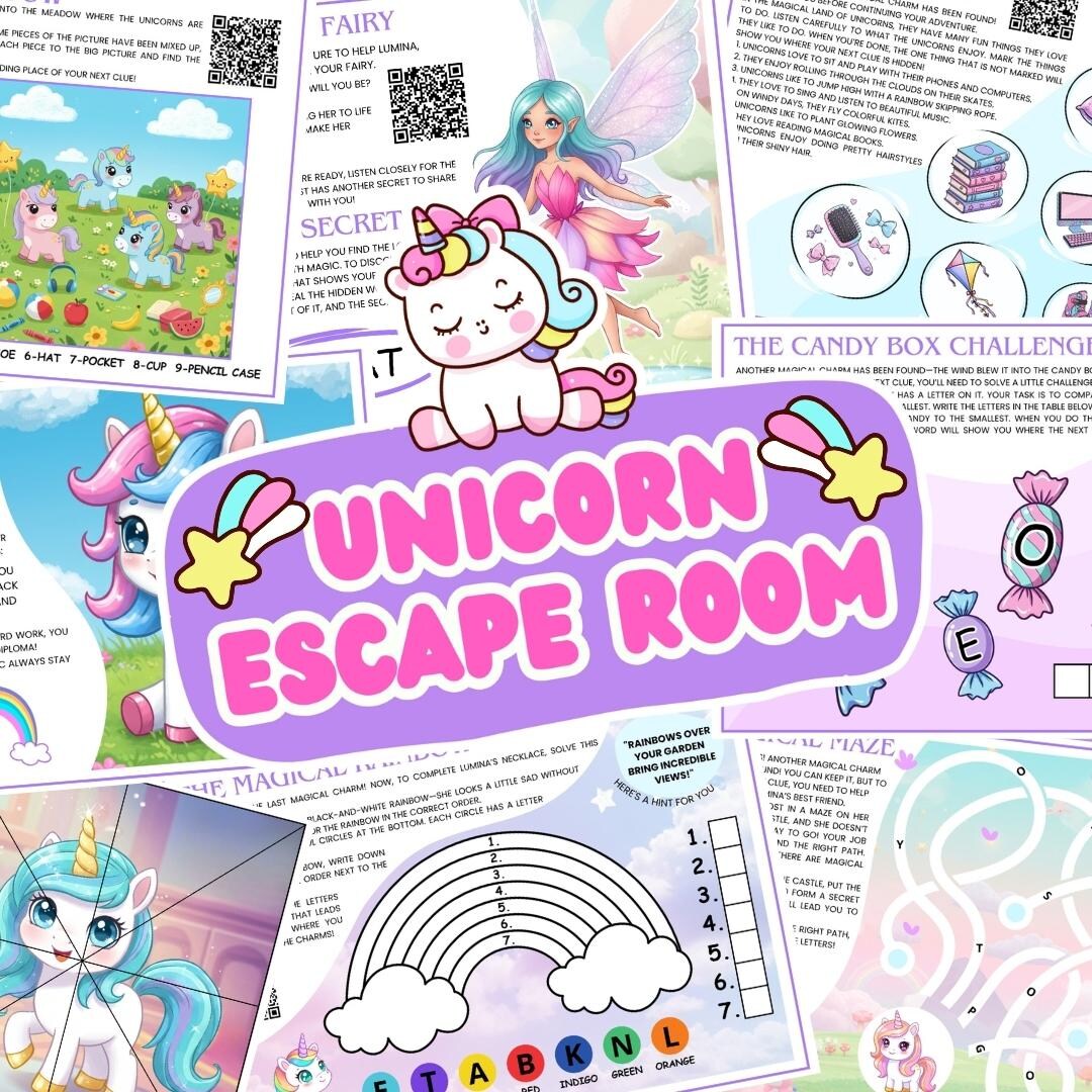 Unicorn Escape Room for Kids | Printable Birthday Party for Kids ...