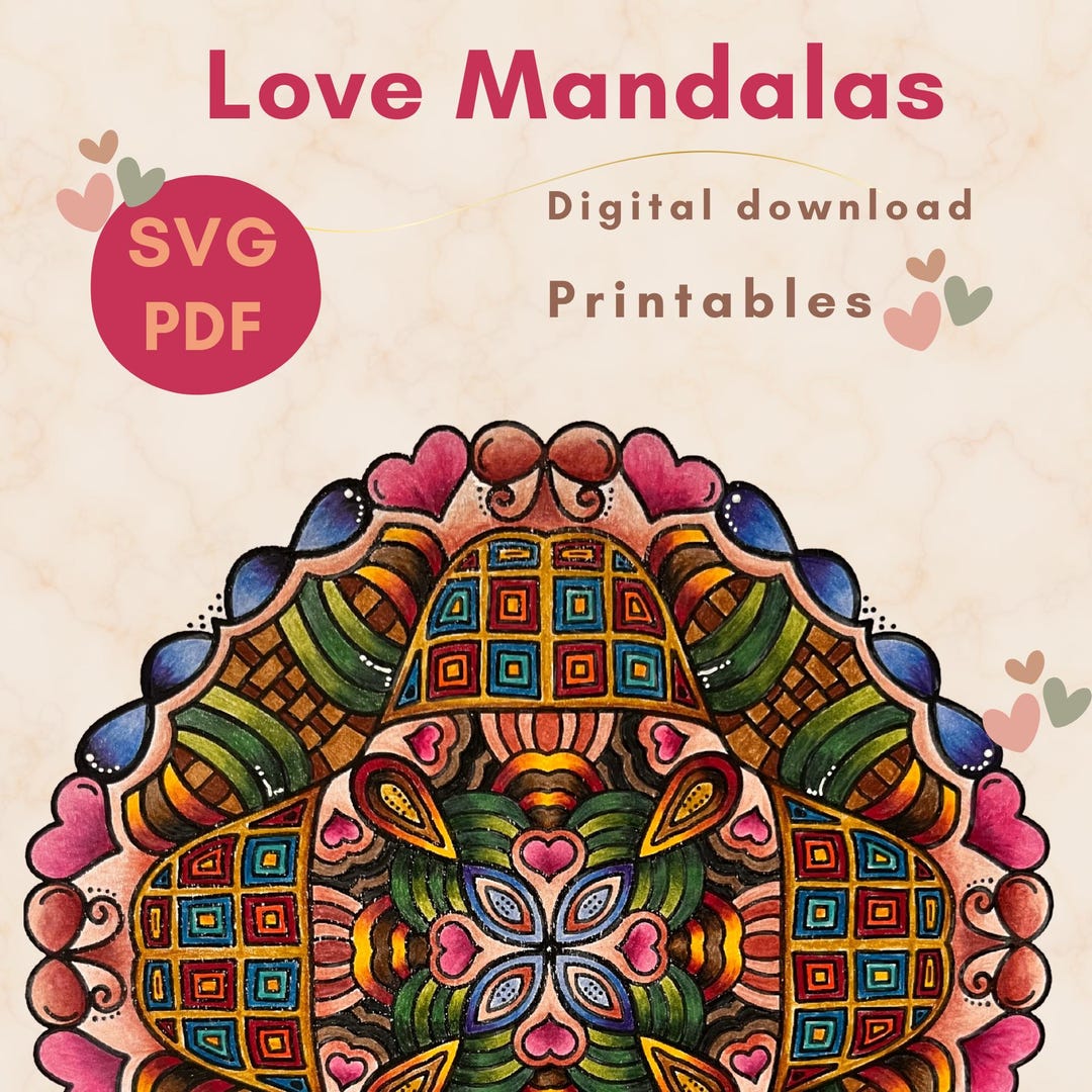 14 Love Mandalas: Stress Relief Love Mandalas, Valentine’s Day Mandalas ...