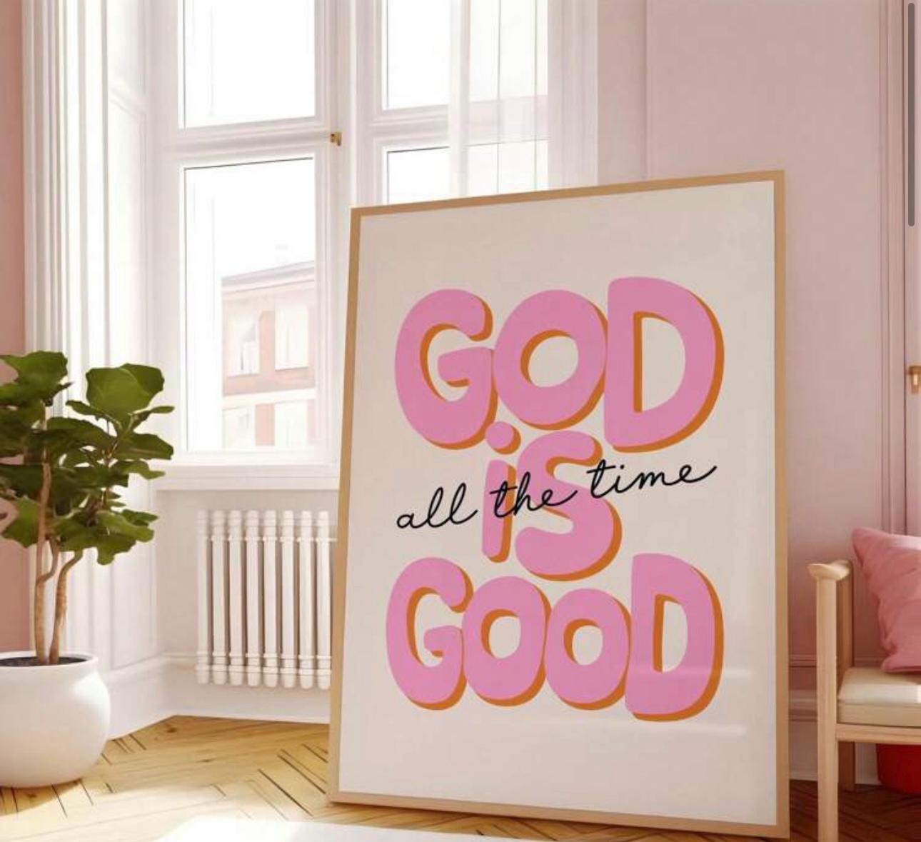 God is Good Print – Pink Christian Scripture, Inspirational Wall Art - Etsy