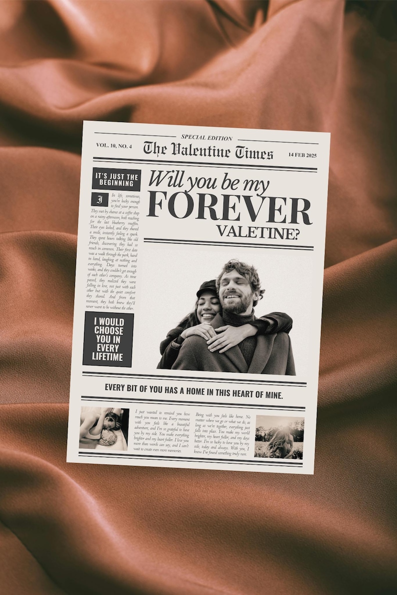 Customizable Valentine's Day Printable Newspaper | Personalized Love ...