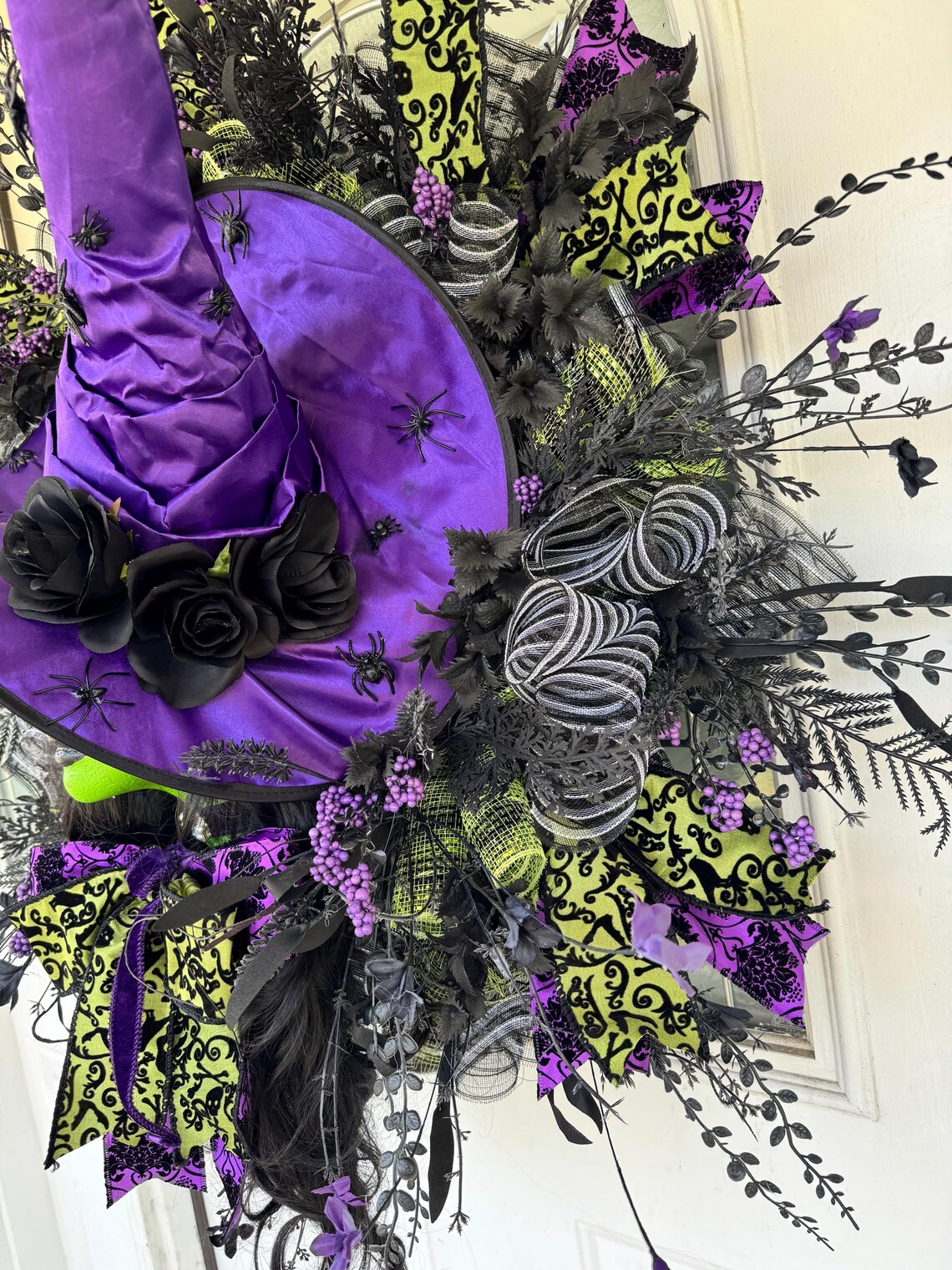 Witch Halloween Wreath Decor With Hand Painted Witch. Made to Order - Etsy
