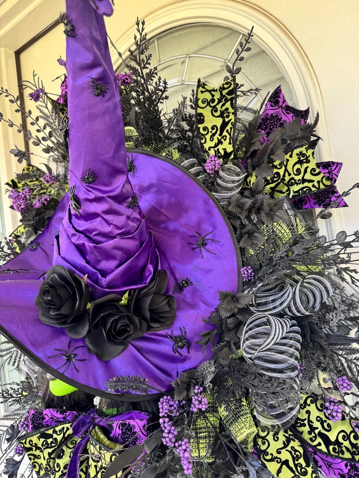 Witch Halloween Wreath Decor With Hand Painted Witch. Made to Order - Etsy
