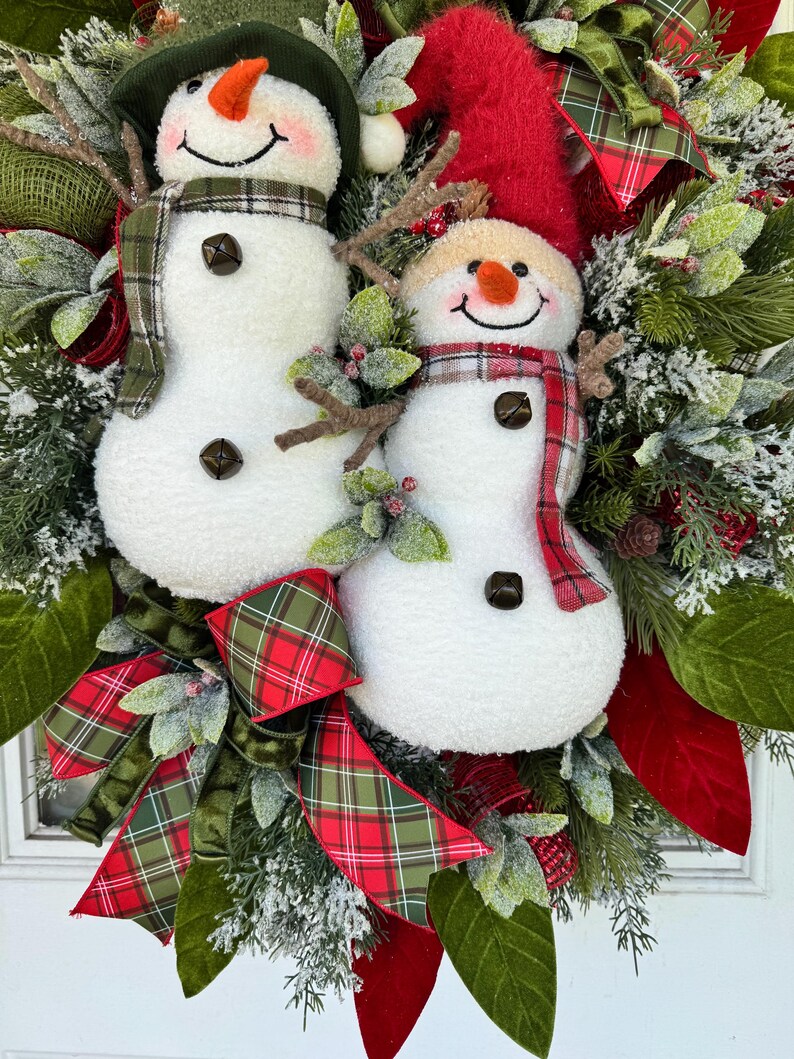 Christmas Snowman Wreath - Etsy