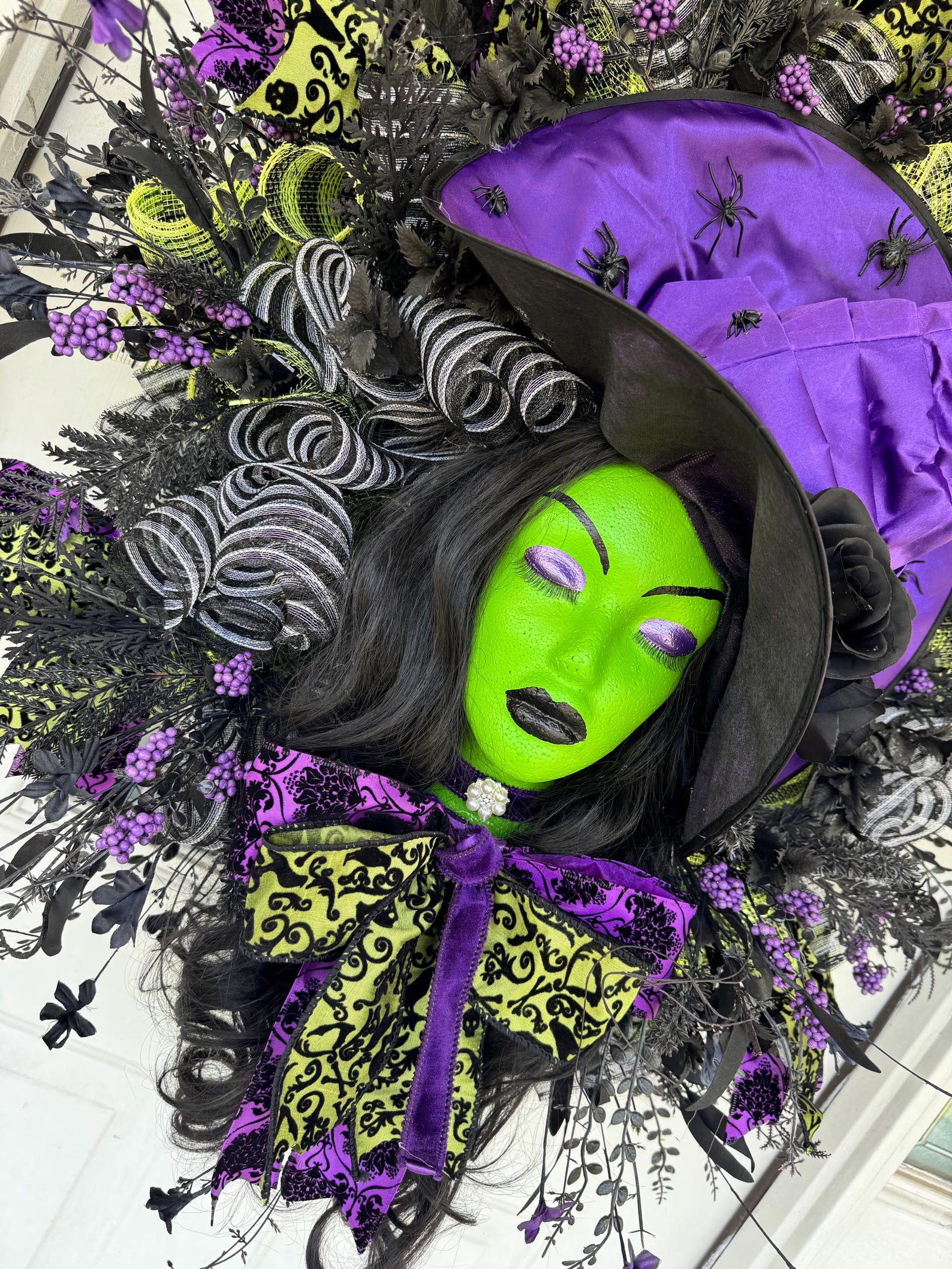 Witch Halloween Wreath Decor With Hand Painted Witch. Made to Order - Etsy