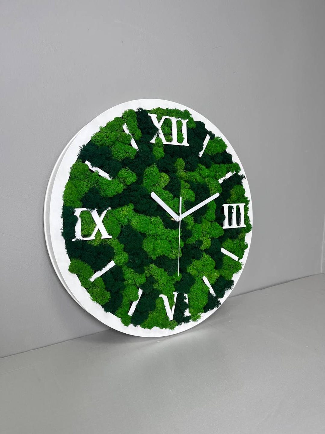 Wall Wood Clock, Moss Clock, Large Wall Clock, Moss Wall Art, Office ...