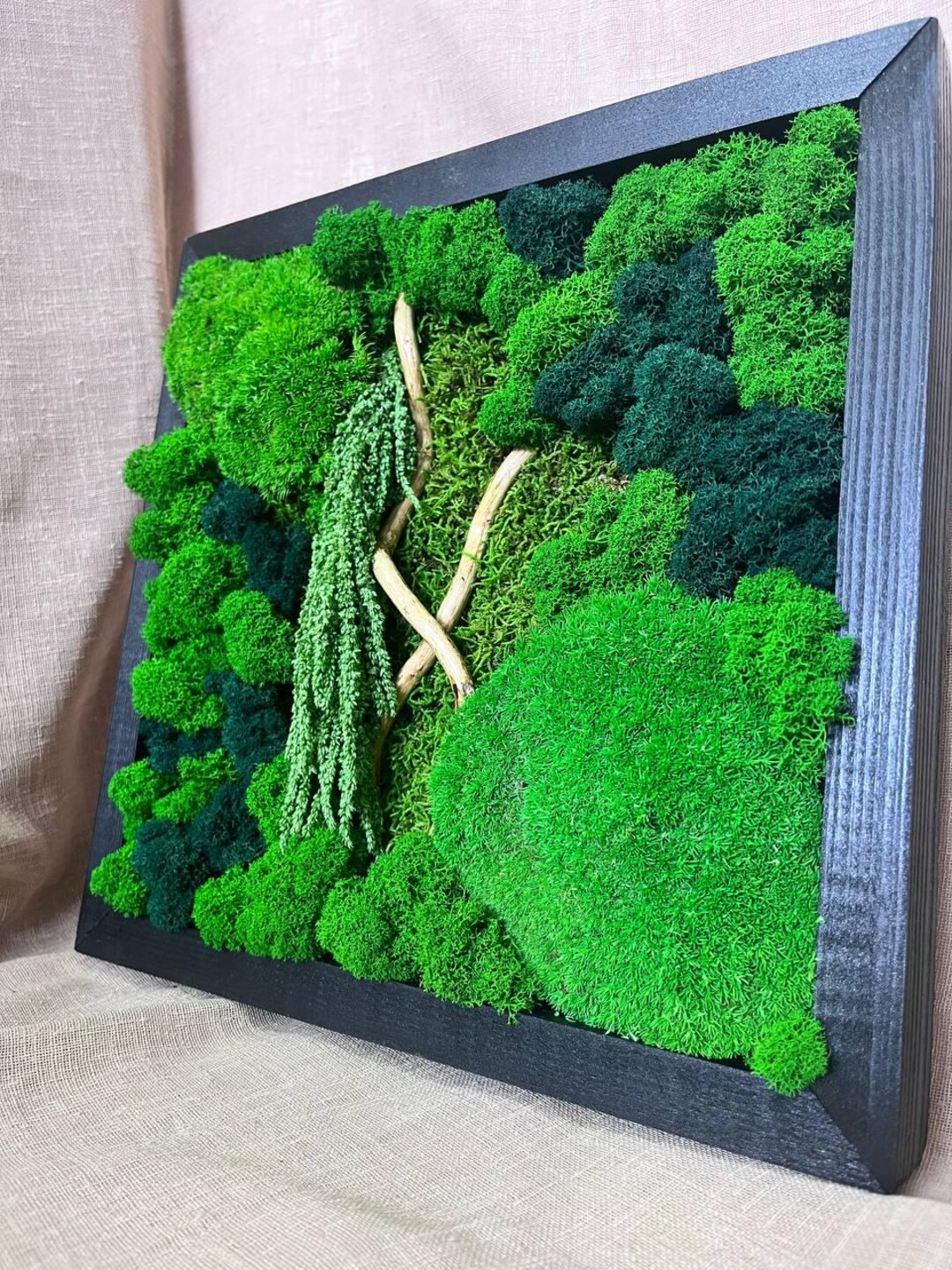 Handcrafted Moss and Wood Wall Art – Natural Green Home Decor, Unigue ...