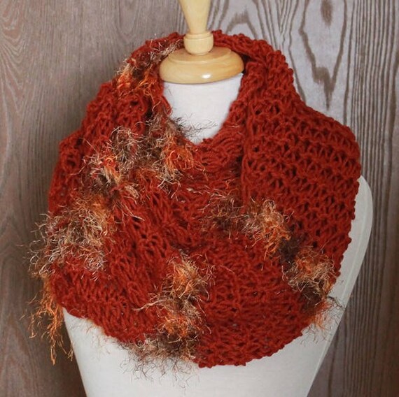 Cowl Infinity Scarf Oversized Terracotta Cowl Double Wrap Etsy
