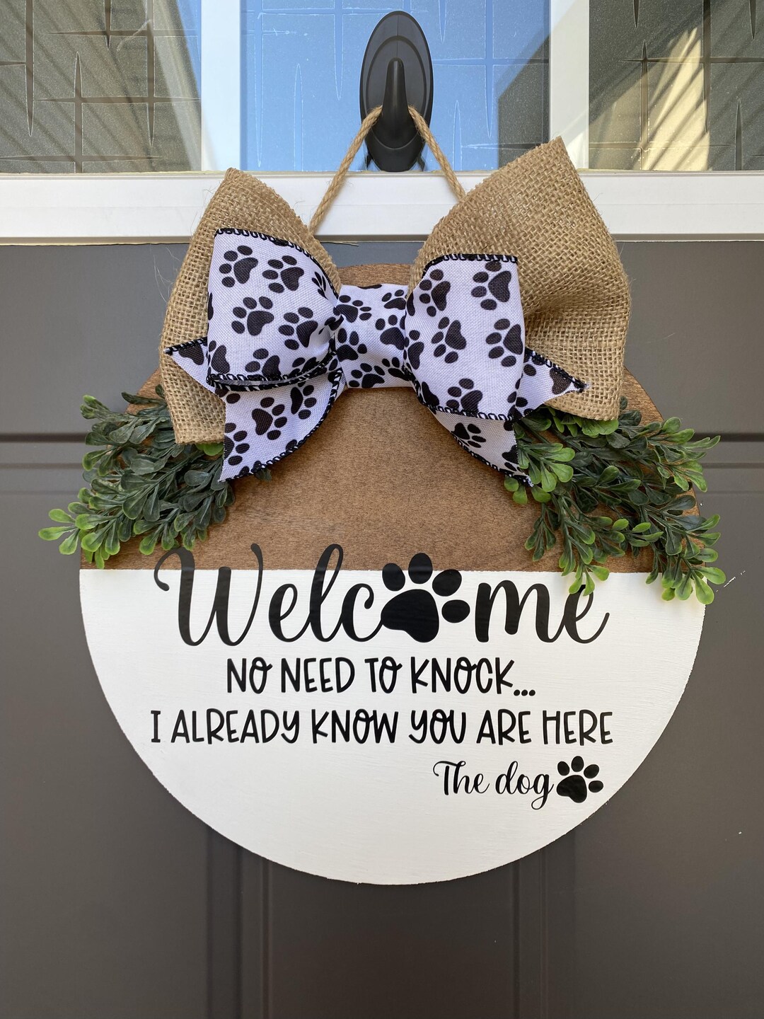 Dog Door Hanger Sign, Front Door Dog Welcome Sign, Front Porch Sign ...