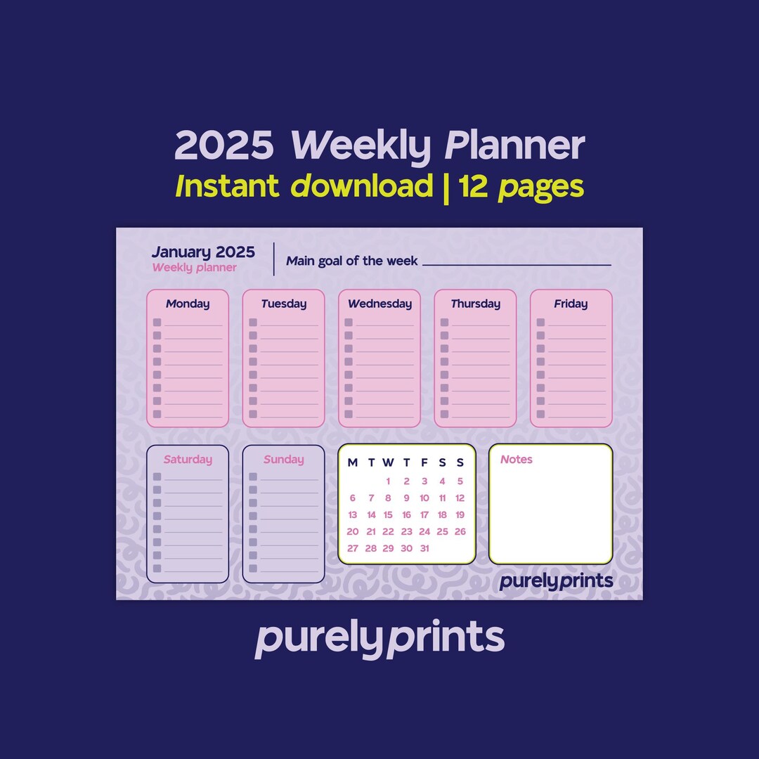 Printable Weekly Planner for 2025, Weekly Organizer, to Do List, Office ...