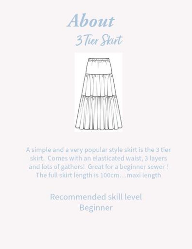 3-tier Maxi Skirt PDF Sewing Pattern: Elastic Waist Boho Skirt (instant ...
