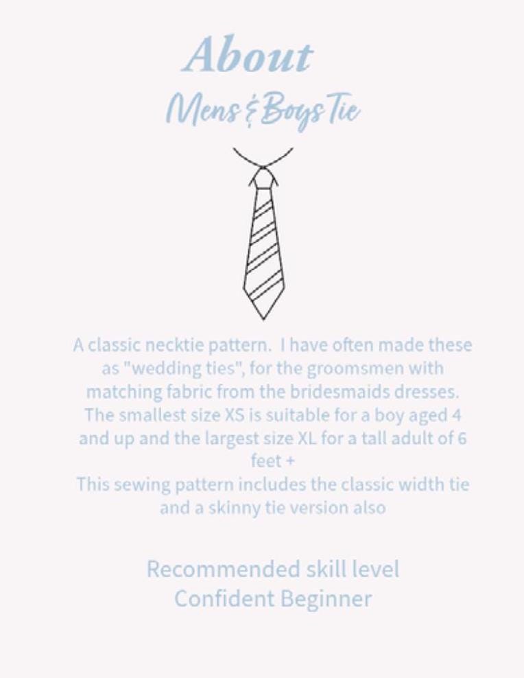 Tie PDF Sewing Pattern | Instant Download Necktie Pattern | DIY Classic ...