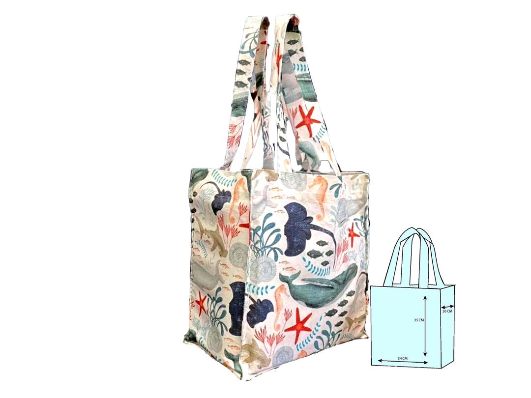 Reusable Shopping Bag PDF Sewing Pattern: DIY Tote Bag With Optional ...