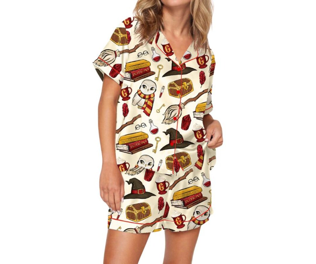 Wizard School G Silky Satin Pajama Set for Women - Etsy