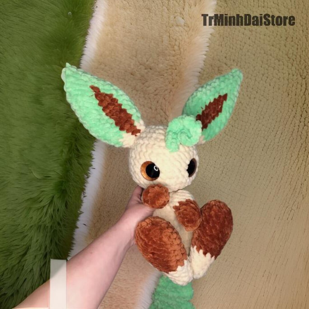 Leafeon-inspired Fox Crochet Handmade Plush, Cute Amigurumi Gift ...
