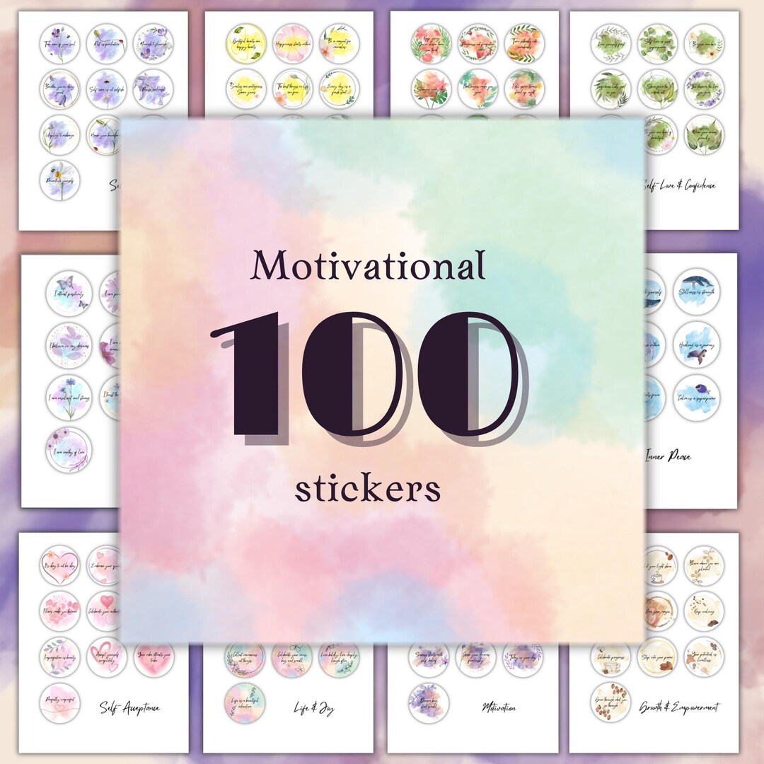 100 Printable Stickers Collection | Self-care, Motivational, Happy ...
