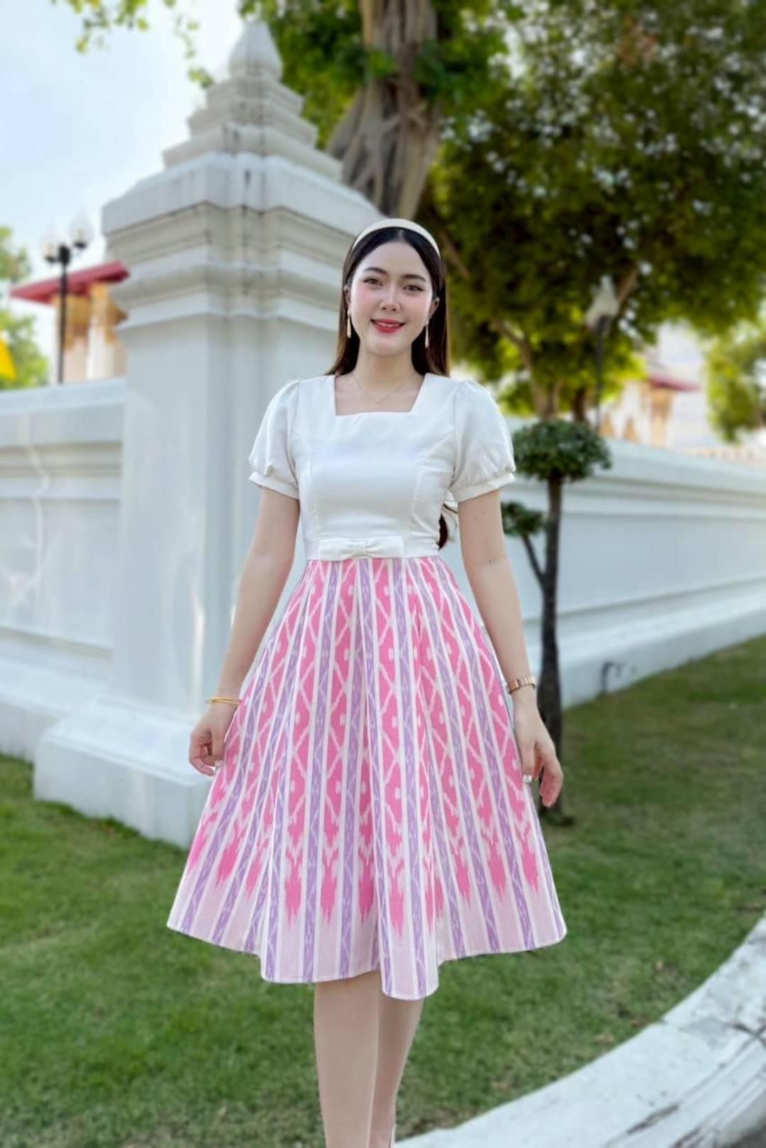 Thai Silk Dress: Japanese Print Sarong Outfit - Etsy
