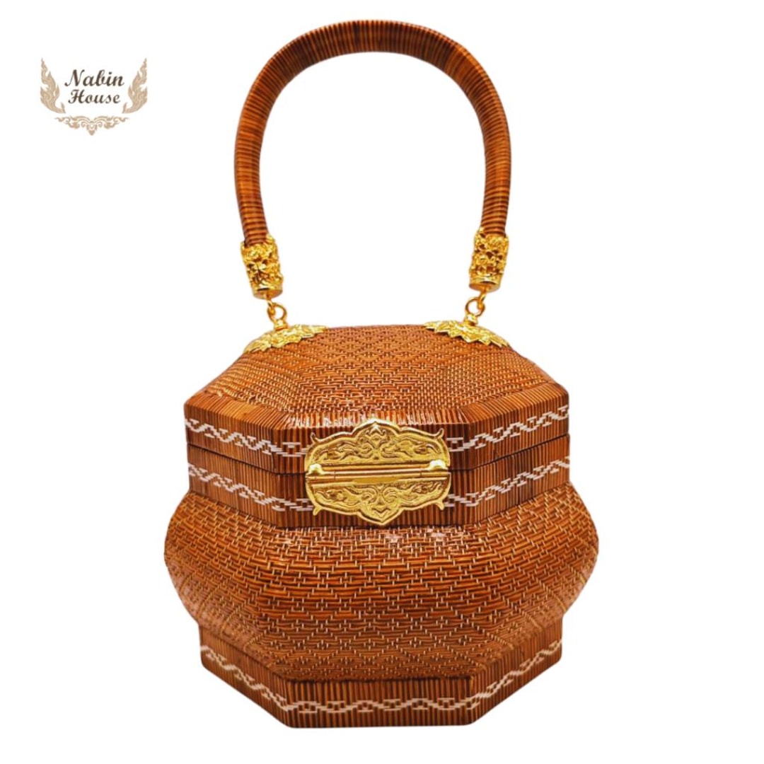 Bg4:iround Lipa Bag With Grass Handles and Three-pin Lock - Etsy