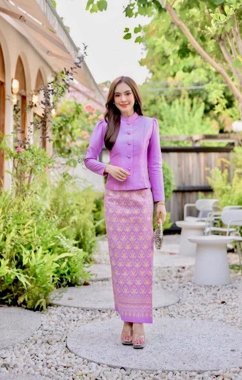 Thai Silk Dress: Japanese Print Sarong Outfit - Etsy