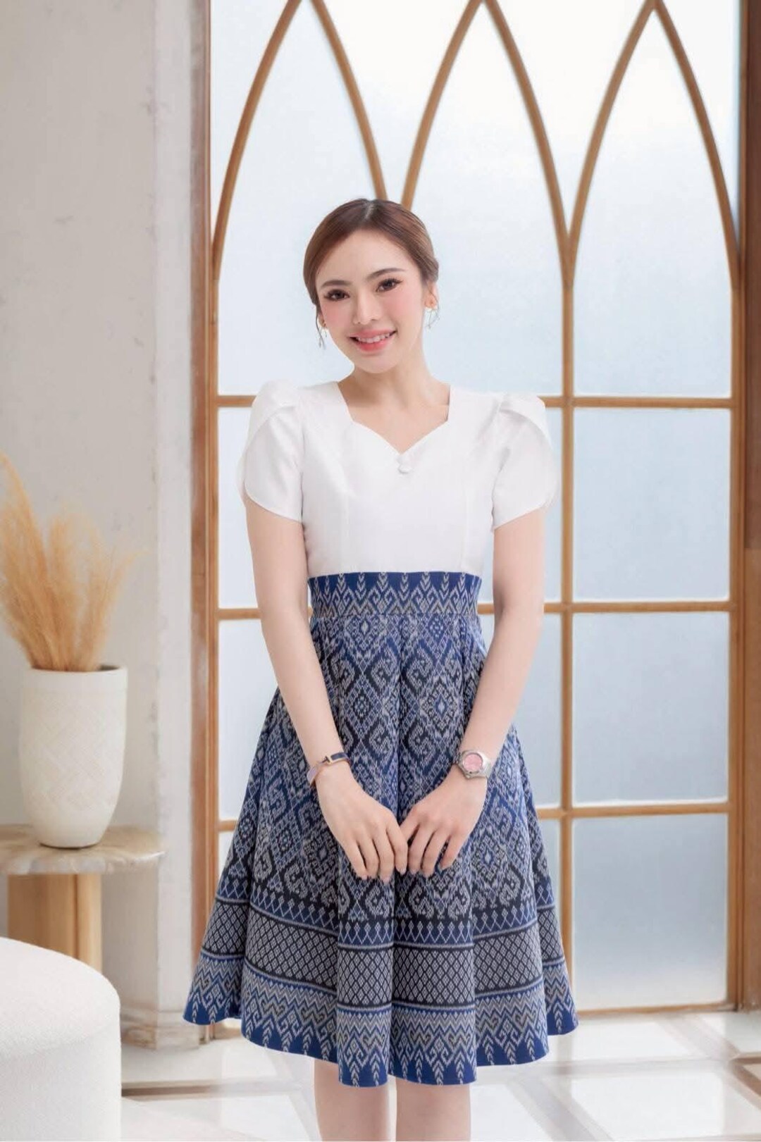 Thai Silk Sarong Outfit: Traditional Temple Dress, Japanese Print - Etsy