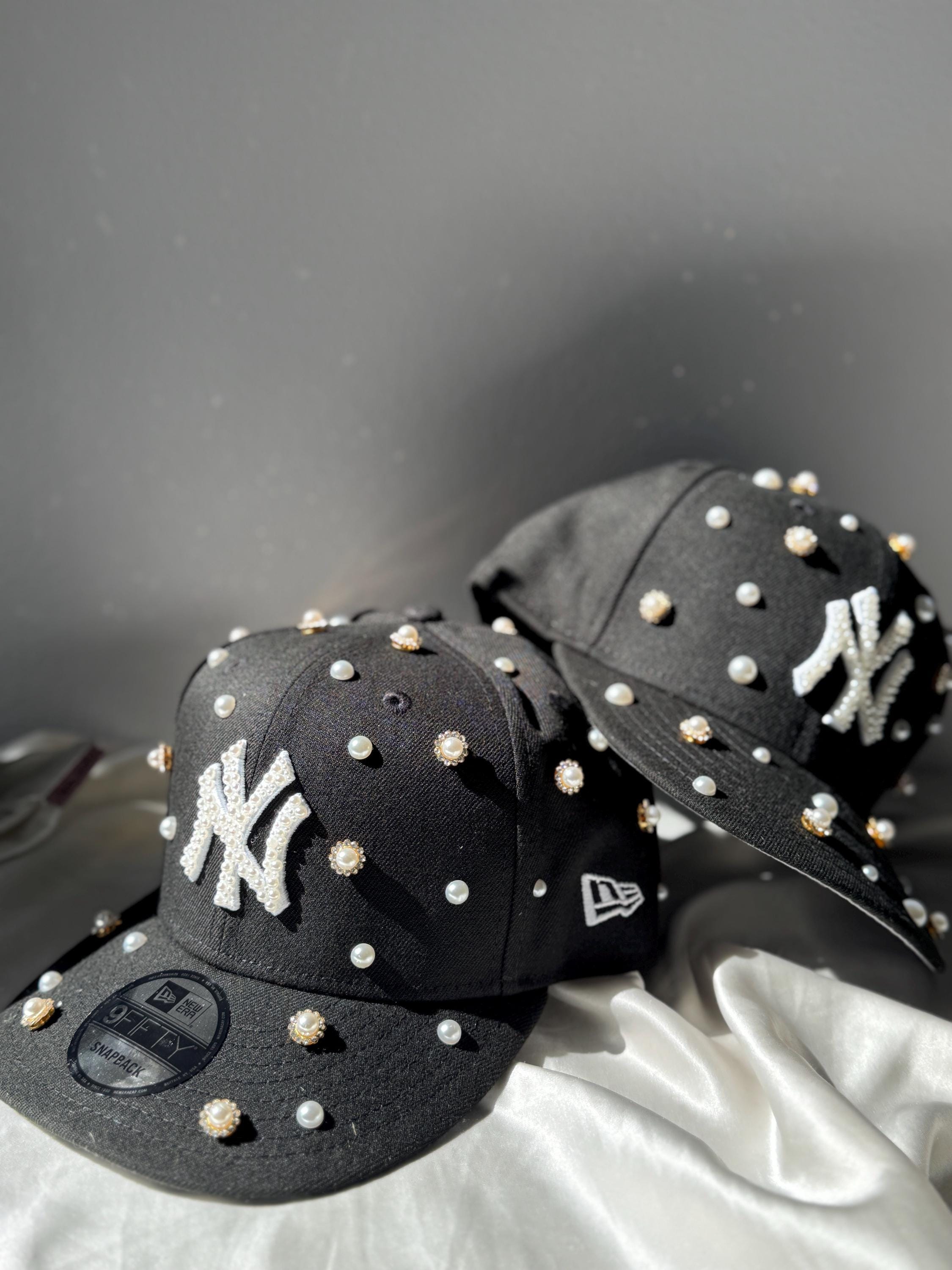 Custom Rhinestone Snapback | Bling Pearl New Era Hat | Unique Bling Cap ...