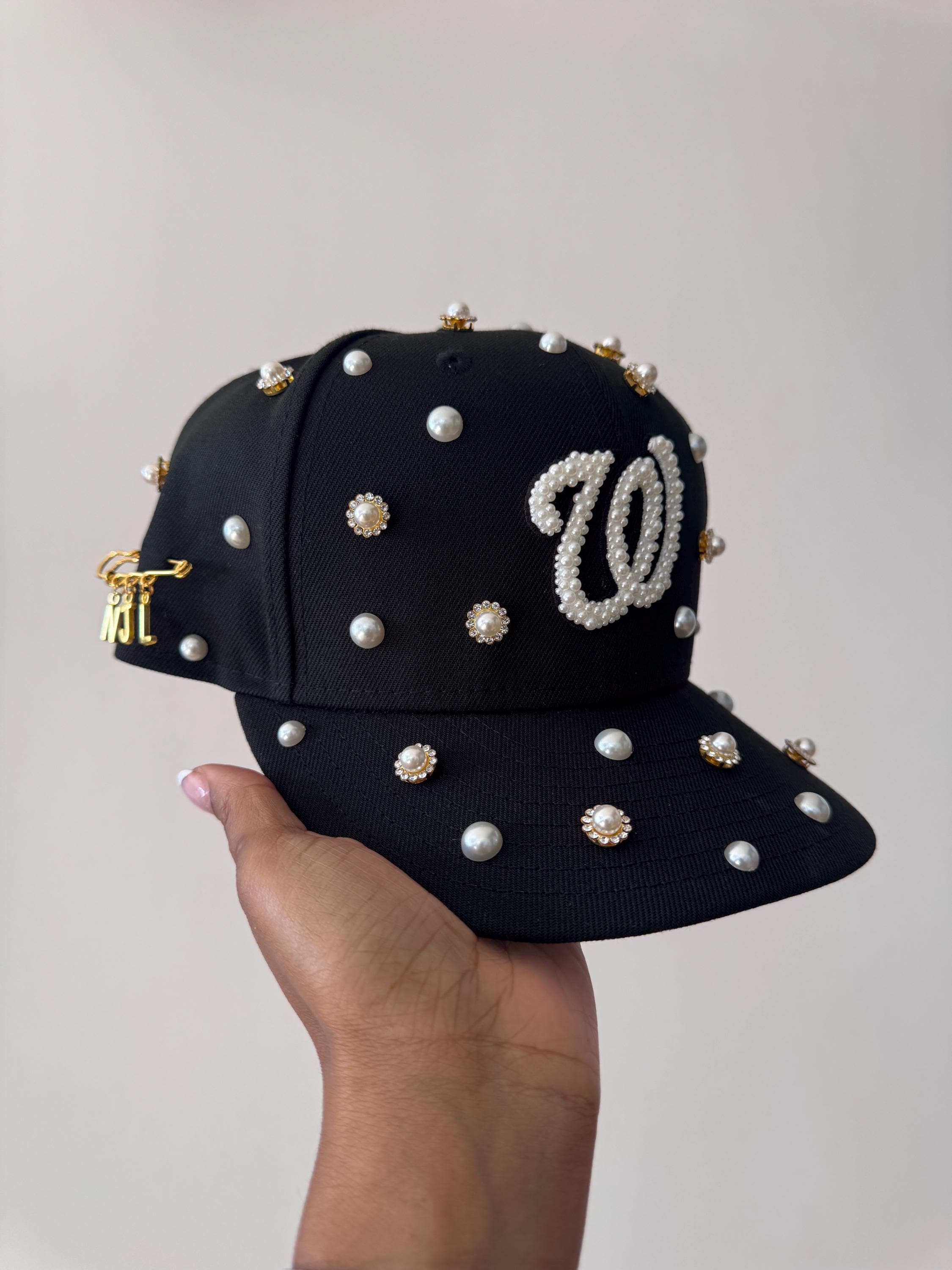 Custom Rhinestone Snapback | Bling Pearl New Era Hat | Unique Bling Cap ...