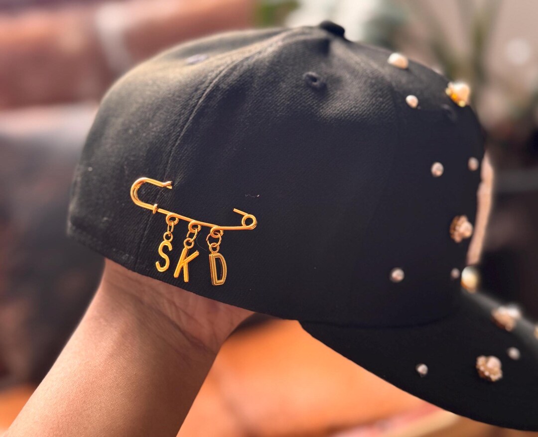 Custom Initial Safety Pin Hat Charm Pin Brooch | Clothing Hat Bling ...