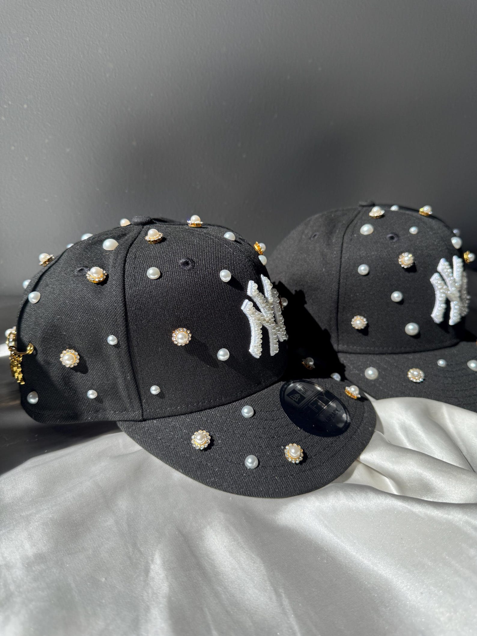 Custom Rhinestone Snapback | Bling Pearl New Era Hat | Unique Bling Cap ...