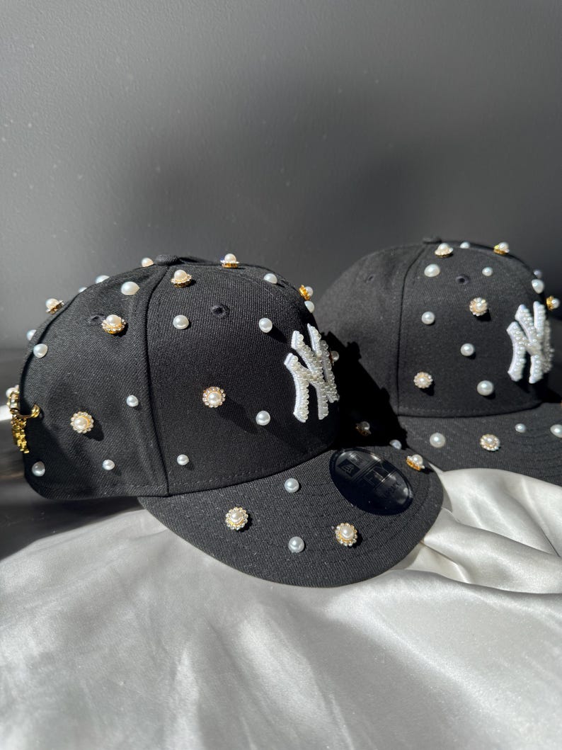 Custom Rhinestone Snapback | Bling Pearl New Era Hat | Unique Bling Cap ...