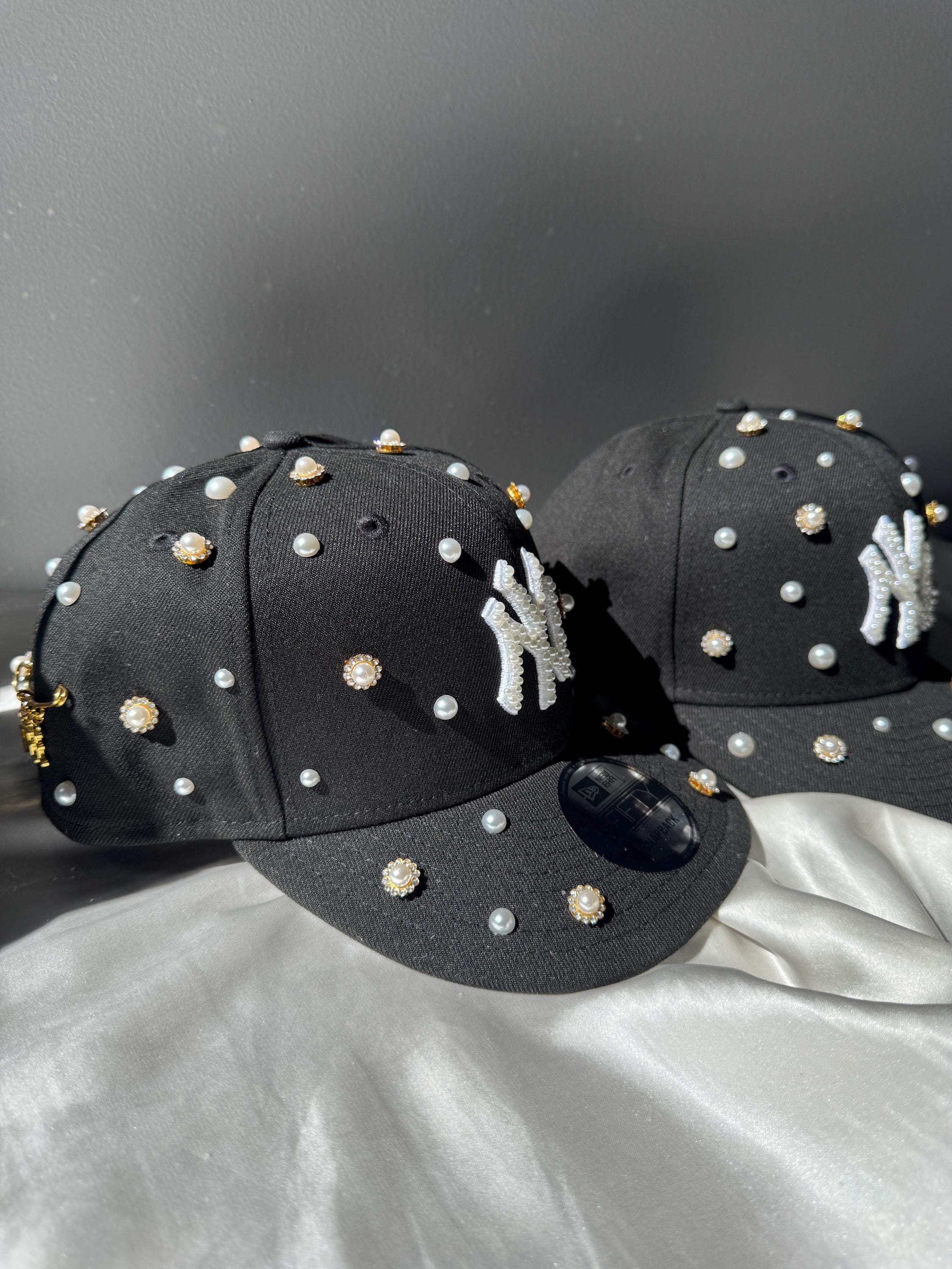 Custom Rhinestone Snapback | Bling Pearl New Era Hat | Unique Bling Cap ...