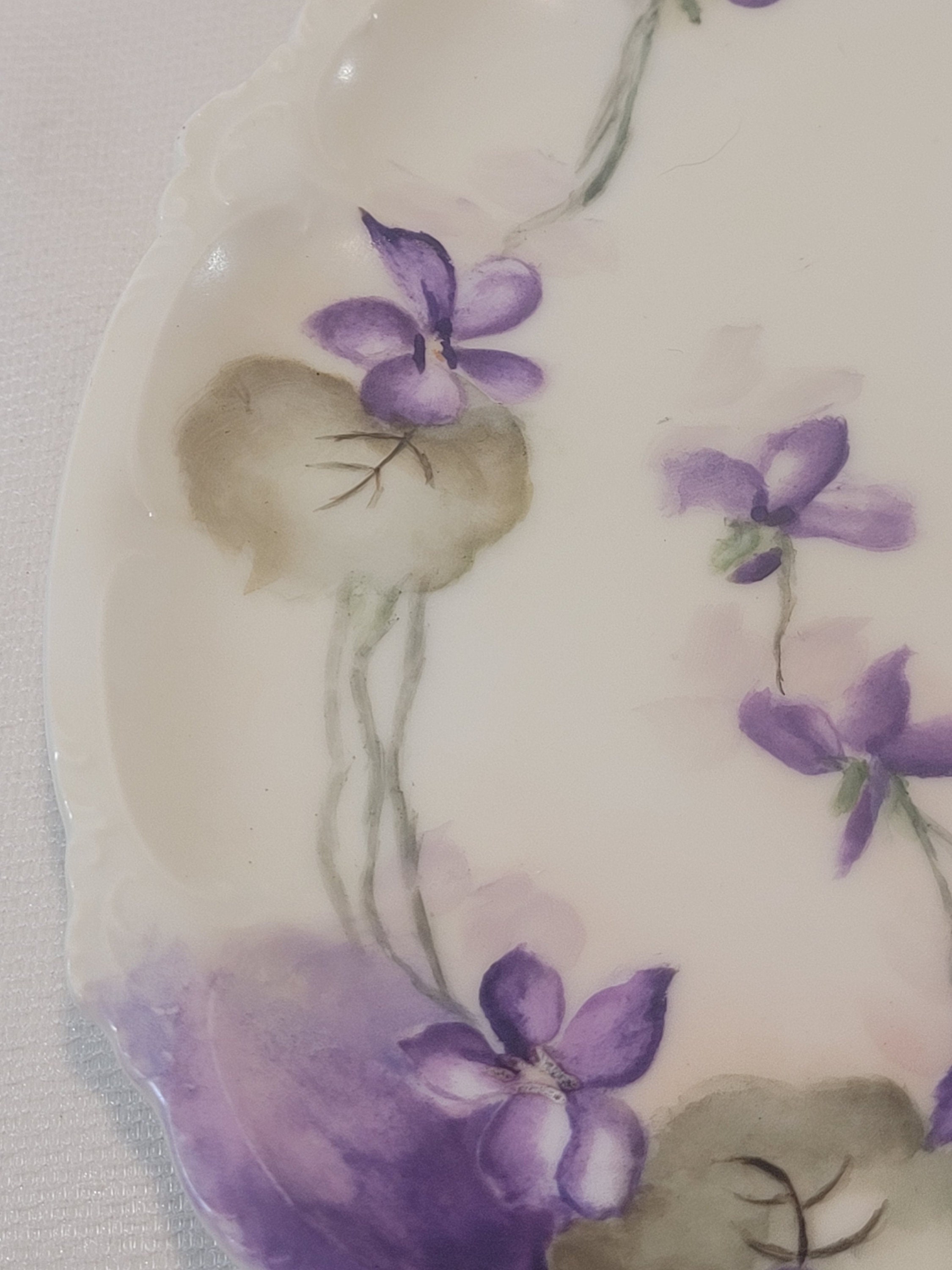 R.C. Bavaria Porcelain Plate With Purple Flowers Hand Painted Violets ...