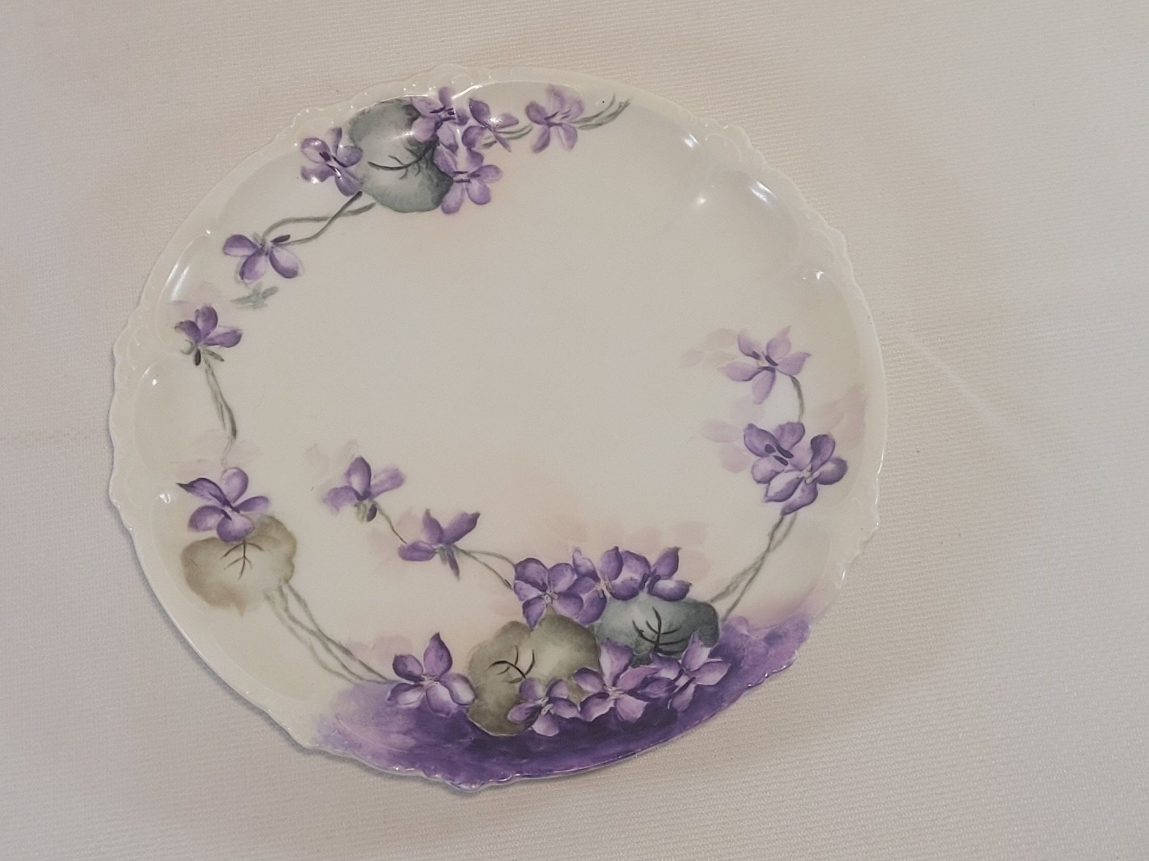 R.C. Bavaria Porcelain Plate With Purple Flowers Hand Painted Violets ...