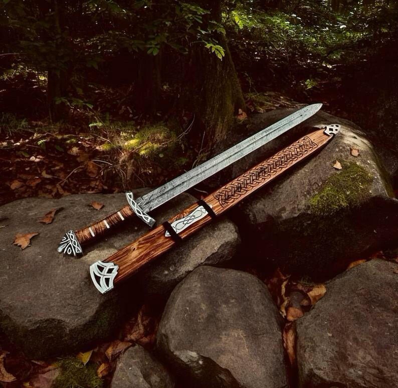 Handmade Damascus Steel Northman Sword Viking Sword With Handmade ...