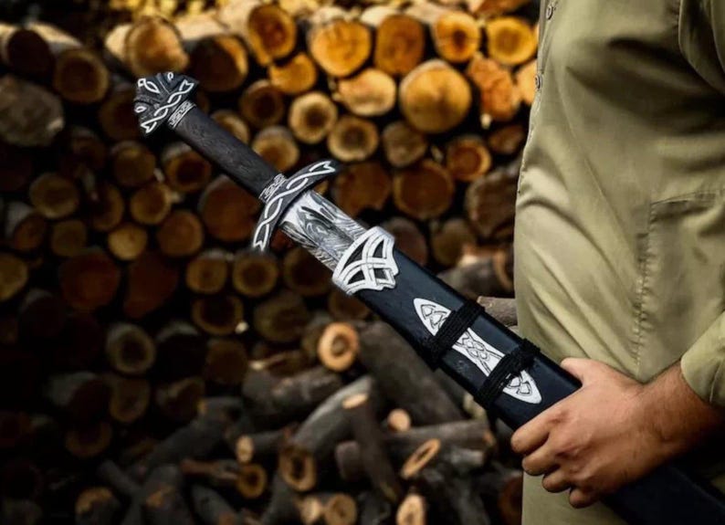 Handmade Damascus Steel Northman Sword Viking Sword With Handmade ...