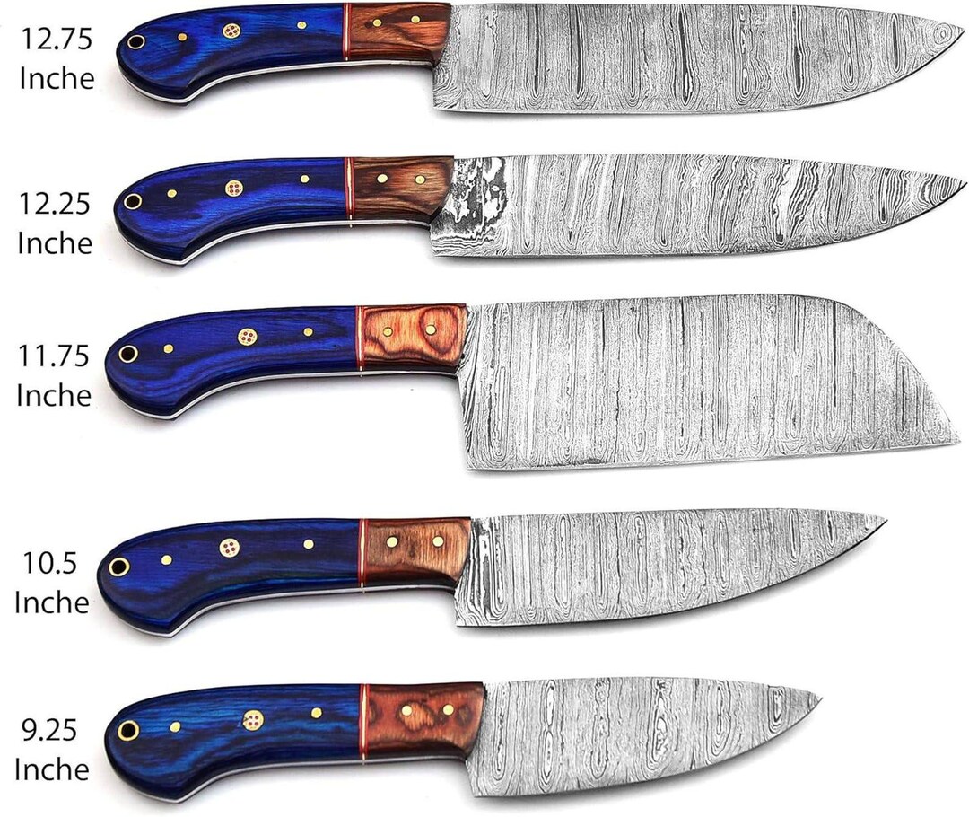 PERSONALIZED HAND FORGED Damascus Chef Knife Set, Custom Engraved ...