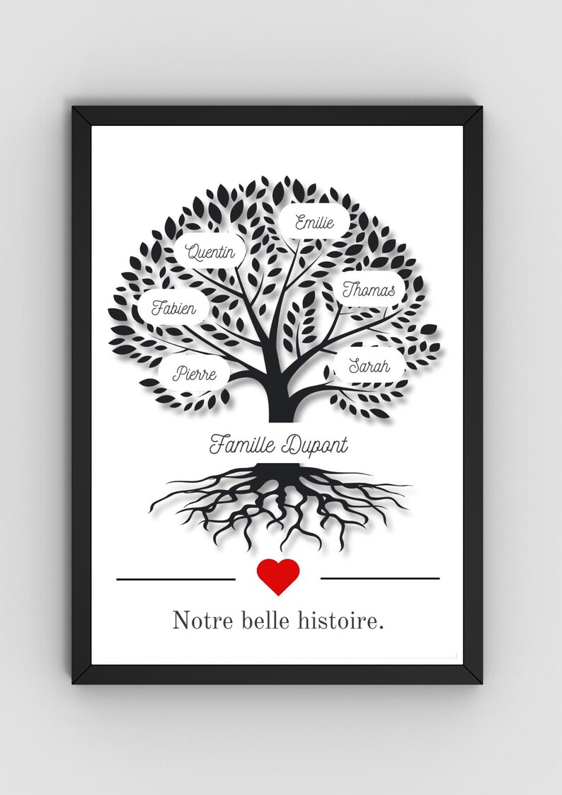 Personalized Family Tree Poster - up to 20 First Names - Last Name and ...