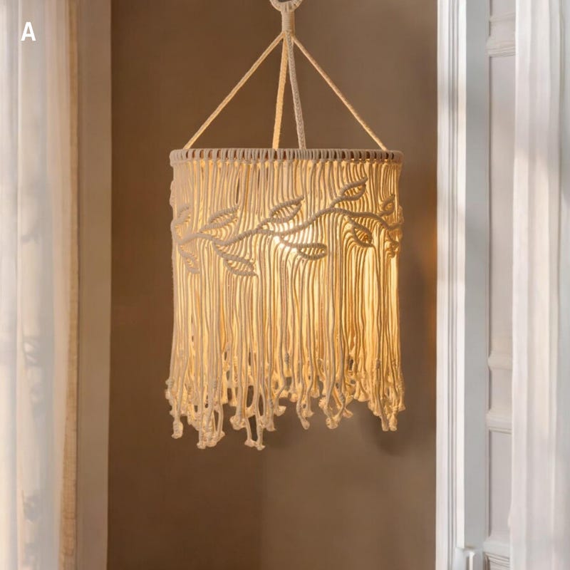 Macrame Hanging Lamp - Etsy